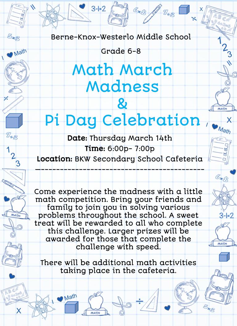 Math March Madness & Pi Day Celebration - Berne-Knox-Westerlo Central ...